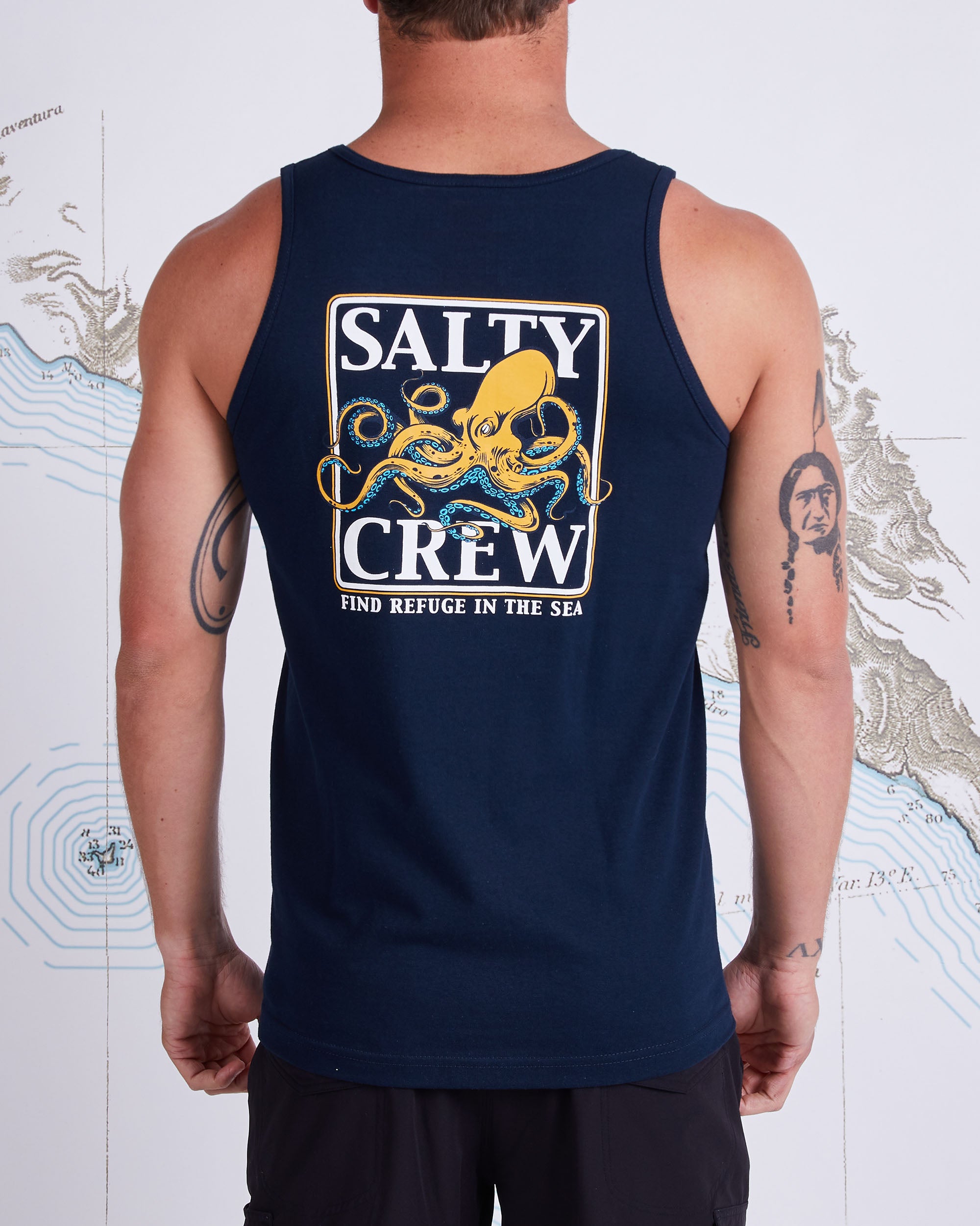 INK SLINGER TANK - Navy | Salty Crew Australia